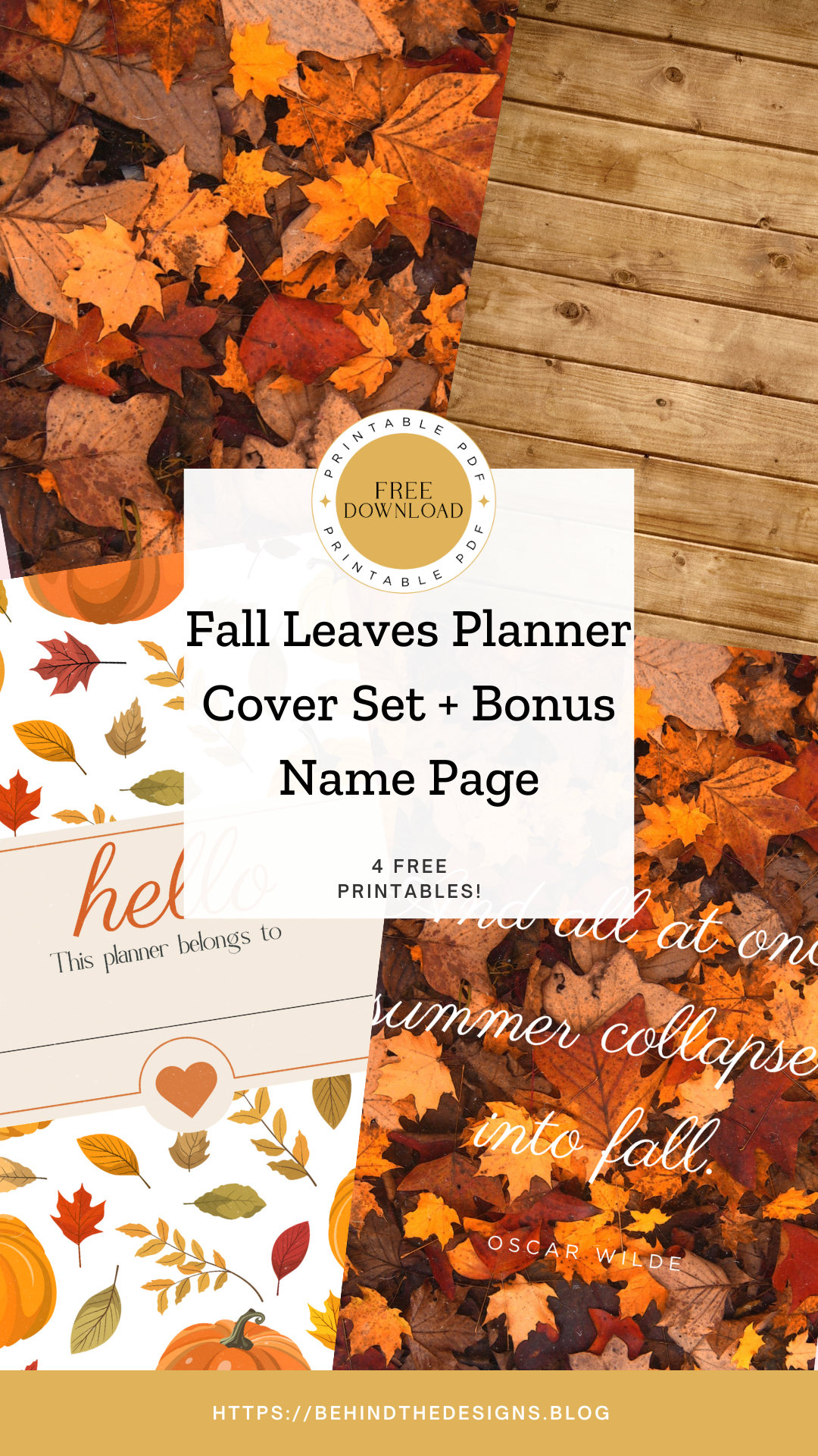 Fall Planner Cover Set and Bonus Name Page + Free Printable - Behind ...