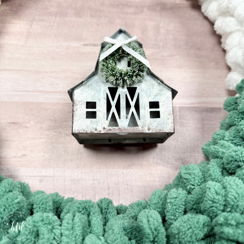 DIY Winter Farmhouse Barn Loop Yarn Wreath - Behind the Designs