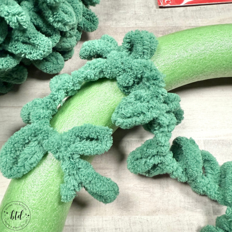 DIY Winter Farmhouse Barn Loop Yarn Wreath - Behind the Designs